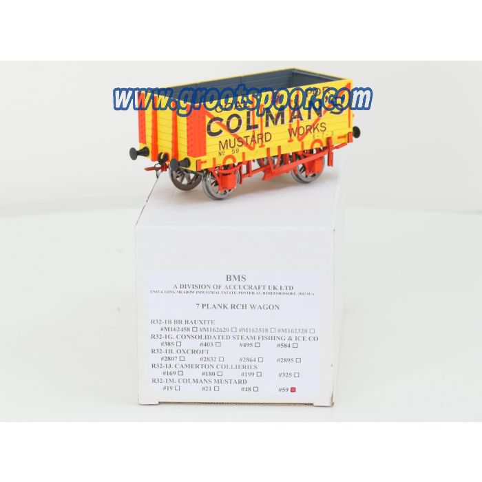 Accucraft 1/32 scale BMS 7 pank RCH wagon R32-1M. COLMANS Mustard Works ...